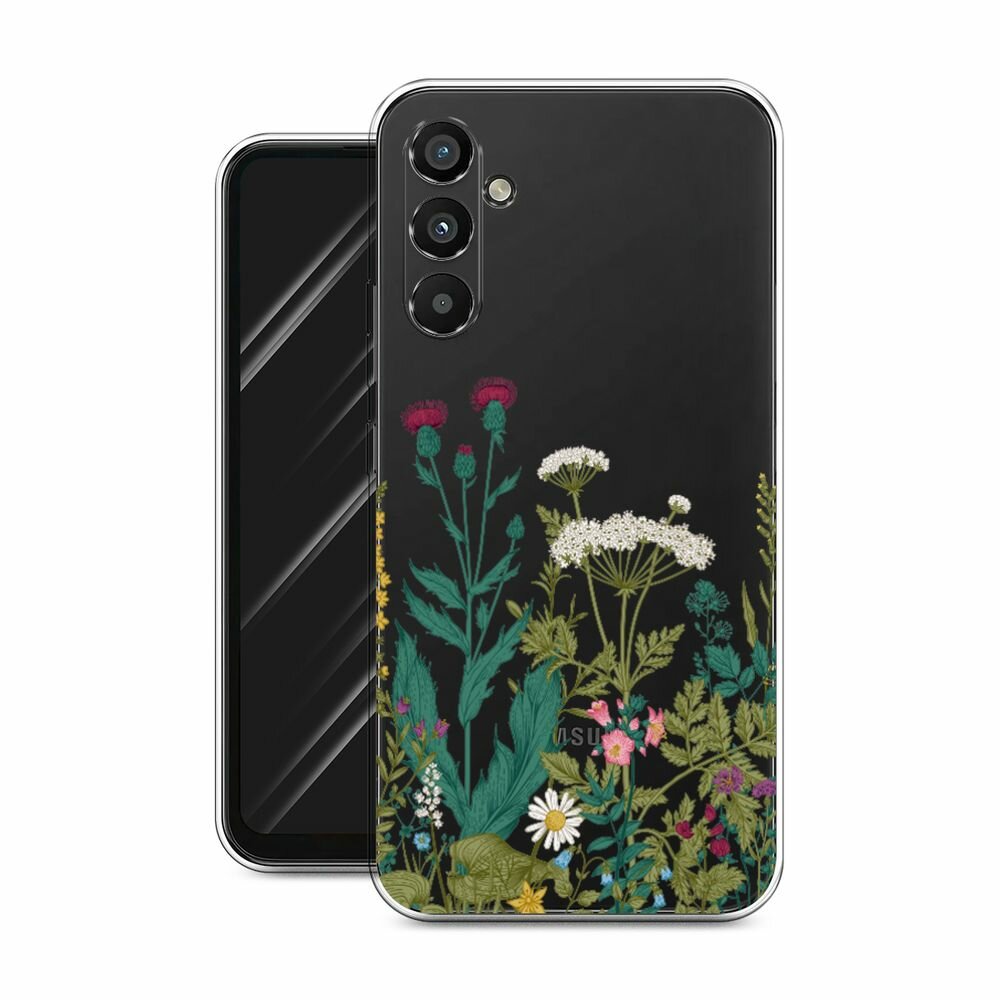 Чехол на Samsung Galaxy A34 / Самсунг A34 с принтом "Дикие полевые цветы", прозрачный — фото 1