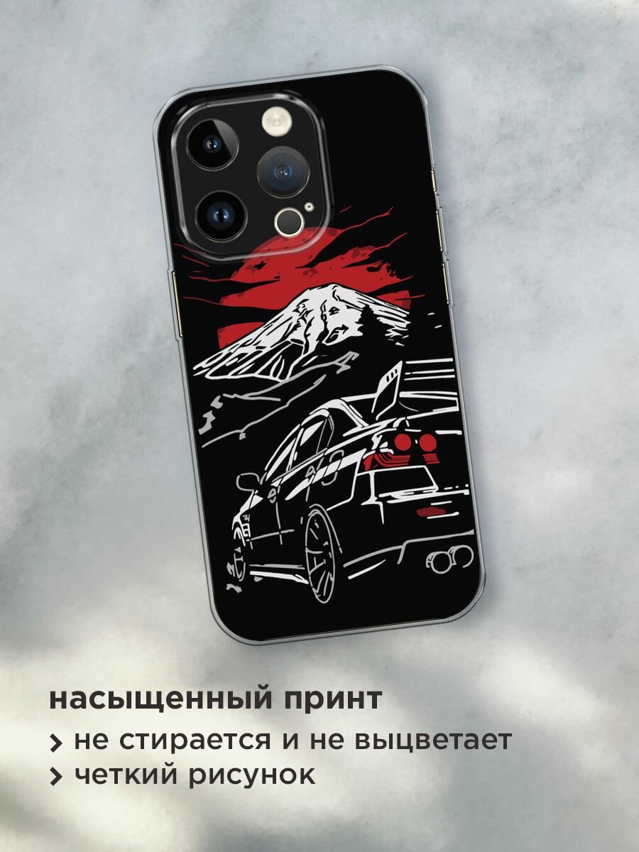 Чехол на Apple iPhone 14 Pro / Айфон 14 Про с принтом "Машина в горах JDM" — фото 1