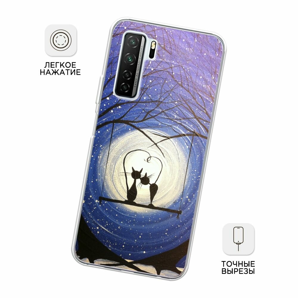 Чехол на Honor 30S Global/Huawei P40 Lite 5G/Nova 7 SE / Хонор 30S/Хуавей P40 Lite 5G с принтом Влюбленные котики 10 — фото 1