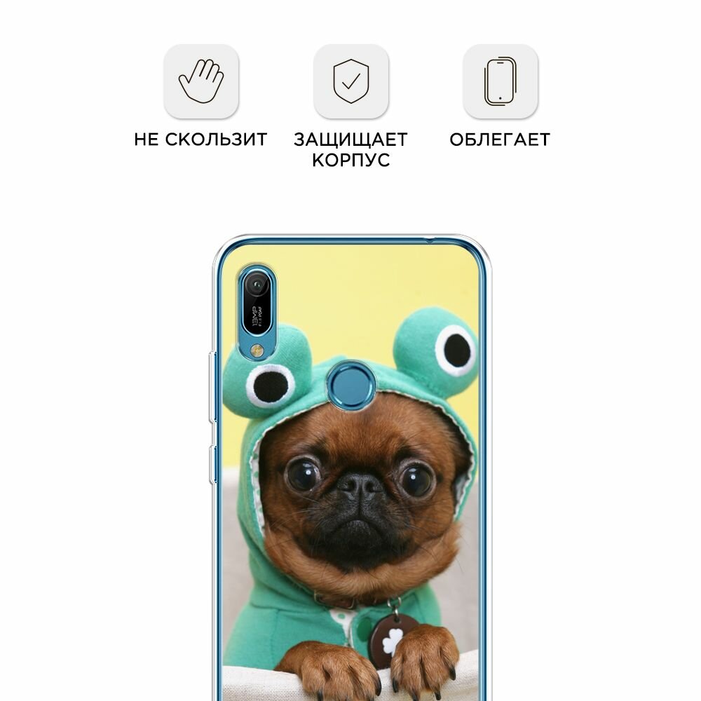 Чехол на Honor 8A/8A Pro/Huawei Y6s/Y6 2019 / Хонор 8А с принтом "Собачка в шапке лягушки" — фото 1