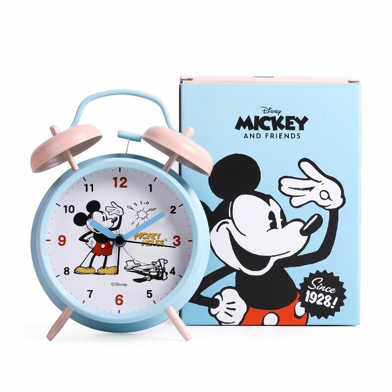 Круглый Микки светло-голубой будильник модель M2