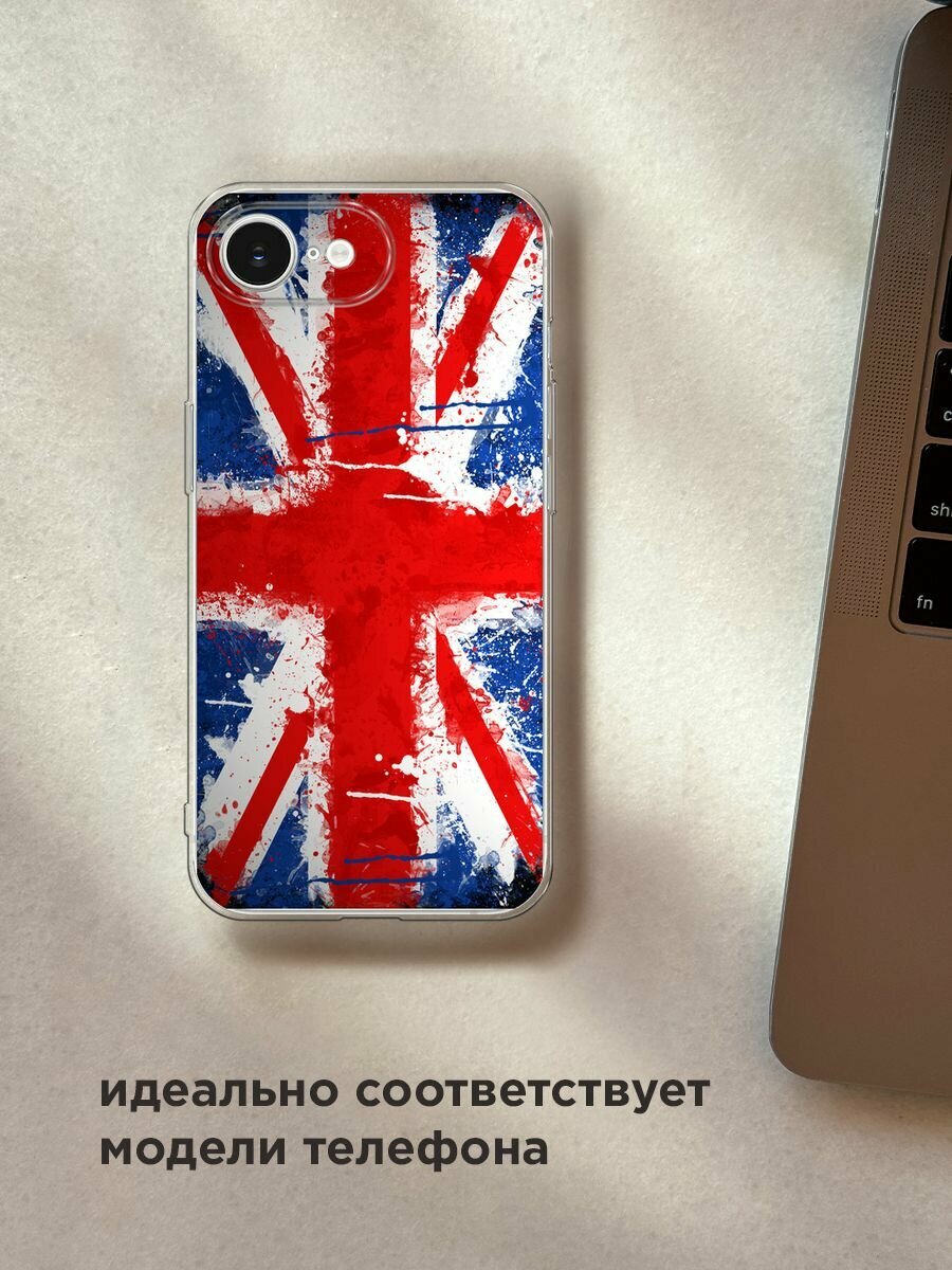 Чехол на Apple iPhone 16e/17e / Айфон 16е/17e с принтом "Флаг Великобритании 2" — фото 1