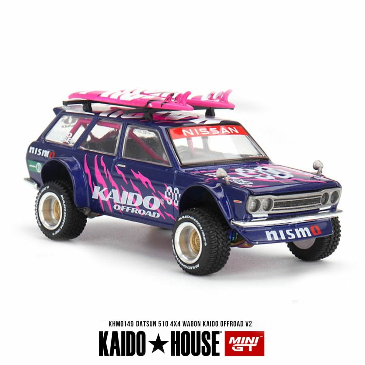 Машинка Mini gt Kaido House 1/64 KHMG149 DATSUN 510 4X4 WAGON KAIDO OFFROAD V2 Подарок Для Коллекции Моделей Автомобилей Из Литого Под Давлением Сплава