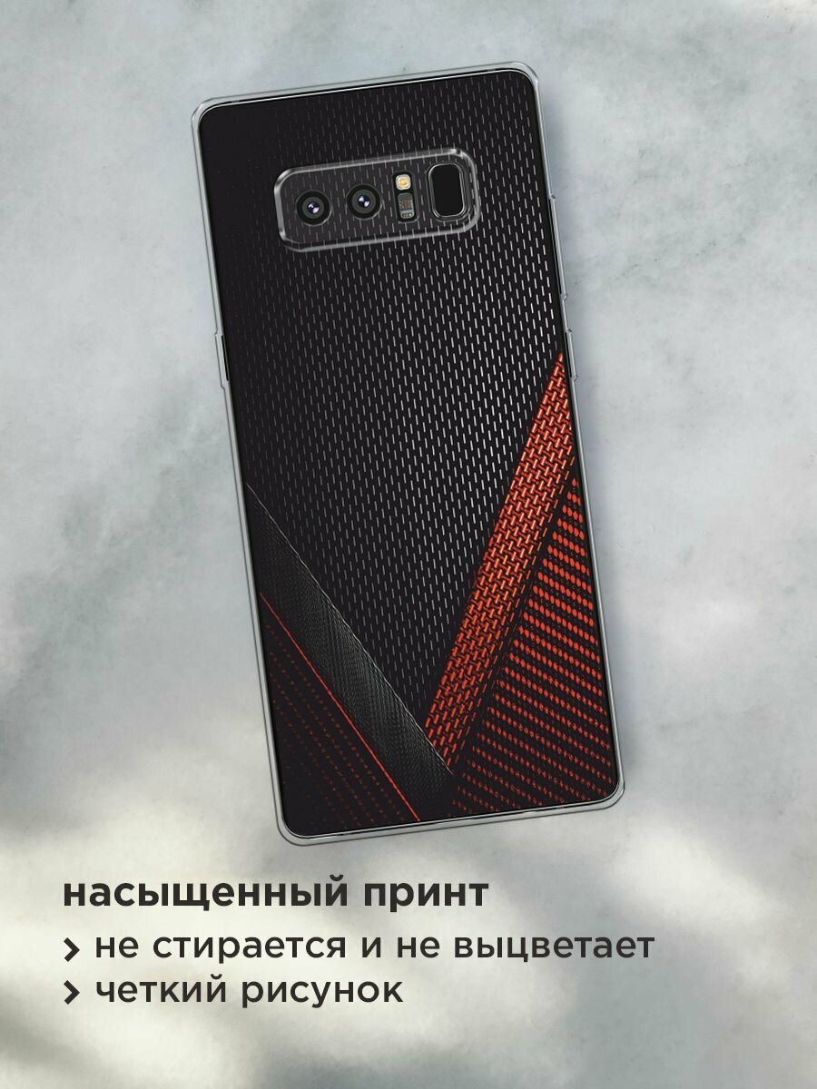 Чехол на Samsung Galaxy Note 8 / Самсунг Галакси Нот 8 с принтом "Красный карбон" — фото 1