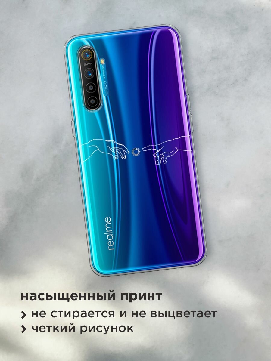 Чехол на Realme XT / Реалми XT с принтом "Загрузка творения", прозрачный — фото 1