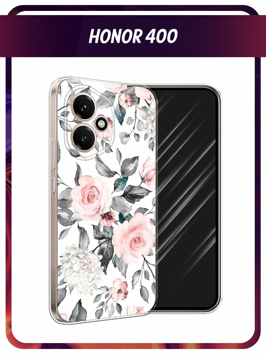 Силиконовый чехол на Honor 400 / Хонор 400 с принтом "Розы на белом"