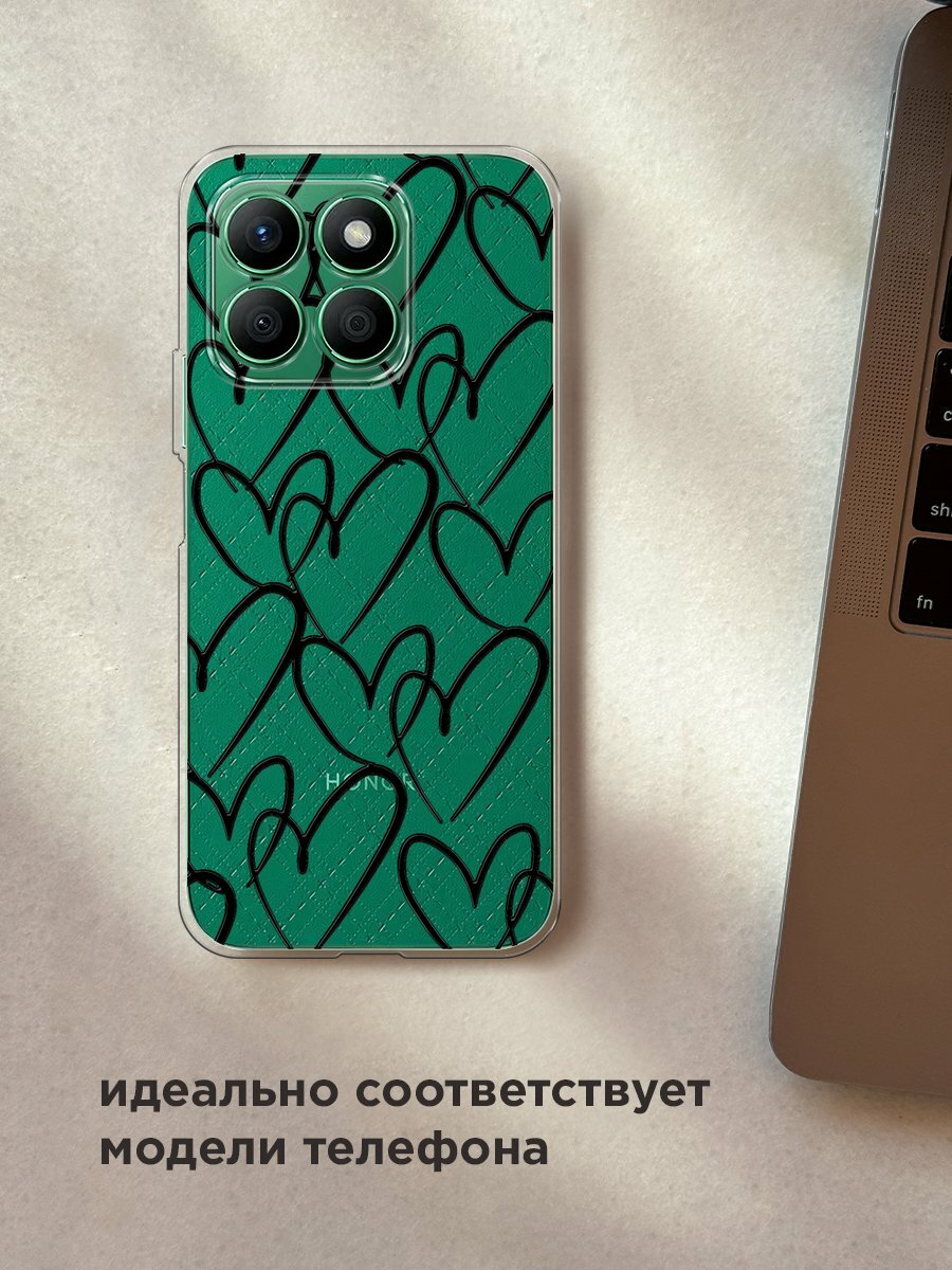 Чехол на Honor X8B / Хонор X8B с принтом "Hearts doodle black 1" — фото 1