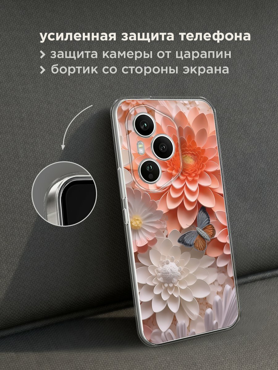 Чехол на Honor 400 Pro / Хонор 400 Про с принтом "Бумажные цветы" — фото 1