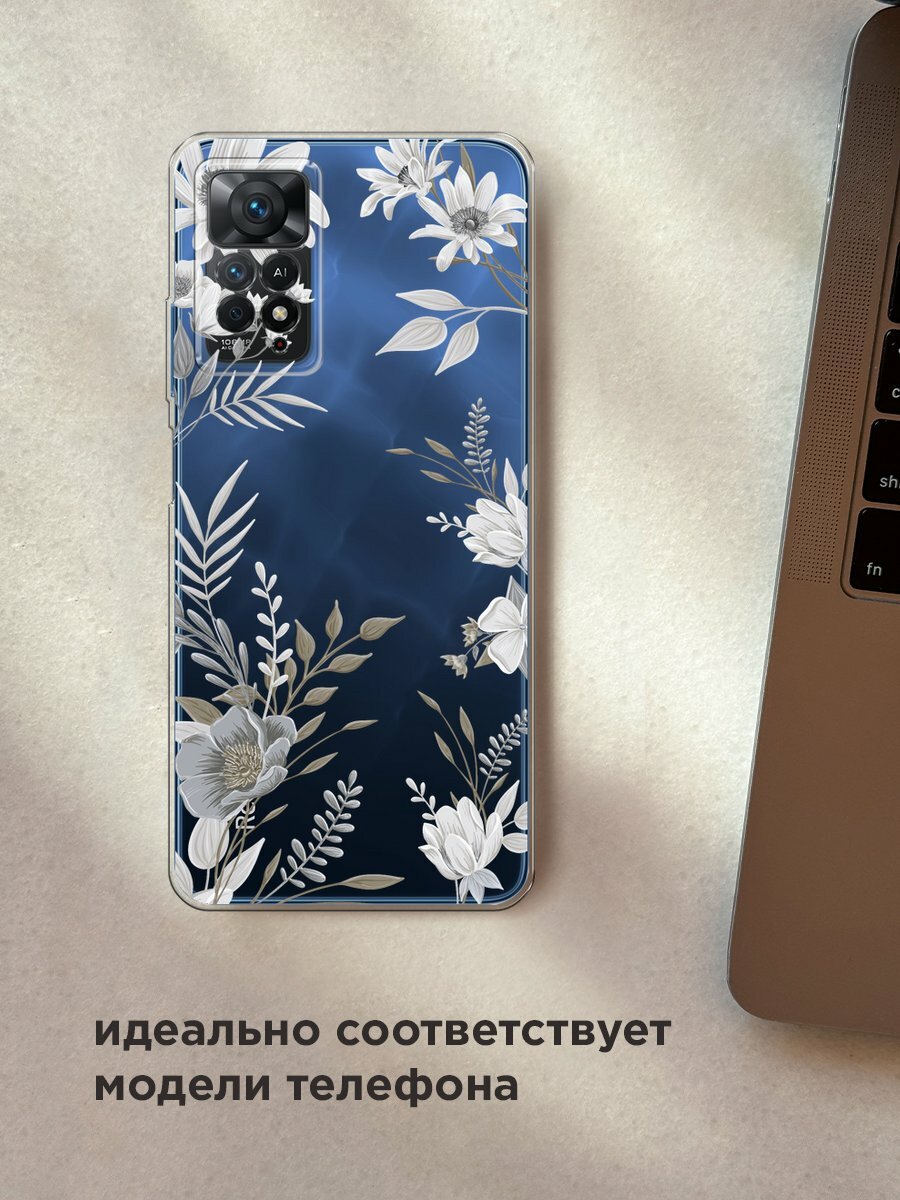 Чехол на Xiaomi Redmi Note 11E Pro / Сяоми Редми Нот 11E Pro Про с принтом "Цветы сепия 3" — фото 1