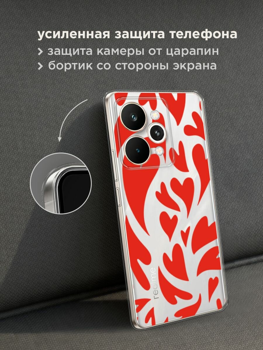 Чехол на Realme 15 Pro / Реалми 15 Про с принтом "Crazy hearts 2 - 14 февраля", прозрачный — фото 1