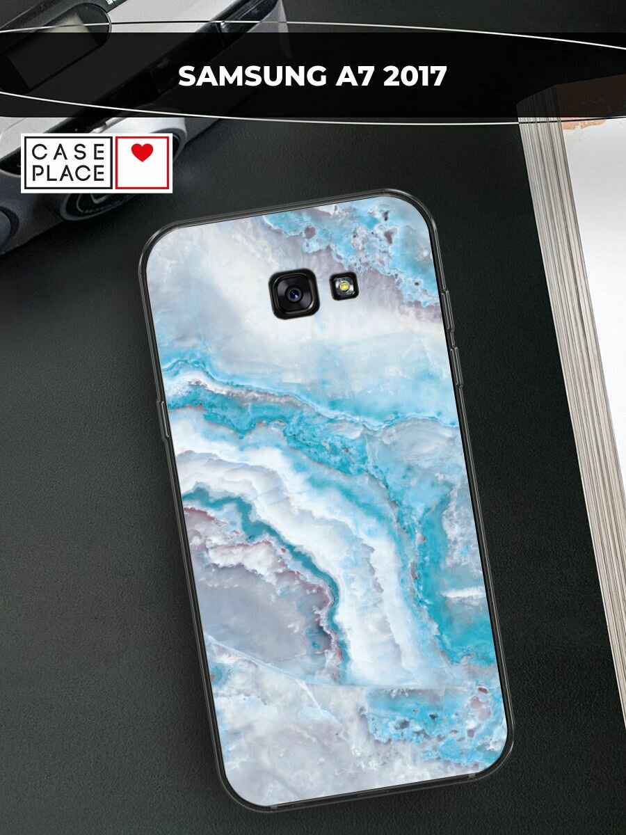 Чехол на Samsung Galaxy A7 2017 / Самсунг Галакси А7 2017 с принтом "Нежно-голубой мрамор"