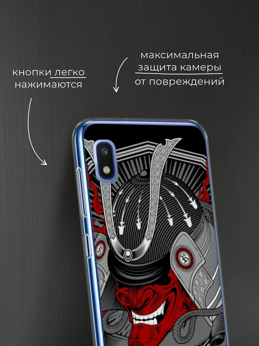 Чехол на Samsung Galaxy A10 / Самсунг Галакси А10 с принтом "Красная маска самурая" — фото 1