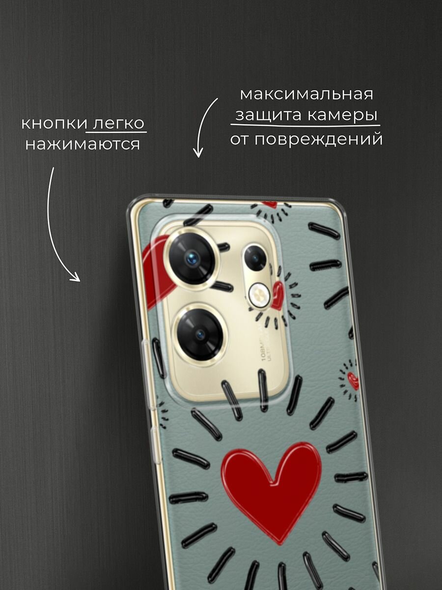 Чехол на Infinix Zero 30 4G / Инфиникс Зеро 30 4G с принтом "Бордовые сердца паттерн" — фото 1