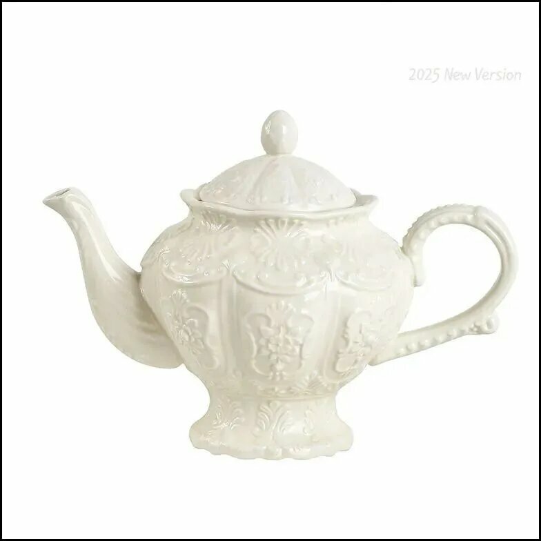 Чайник заварочный , керамика, с тиснением, белый, 1,1 л, 25.7x18.5x10.7cm