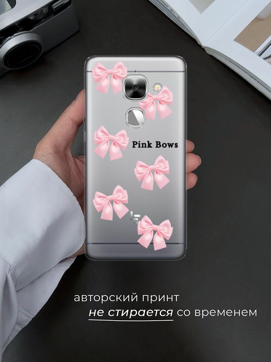 Чехол на LeEco Le 2/2 pro / Лееко Ле 2/2 про с принтом "Pink Bows", прозрачный — фото 1