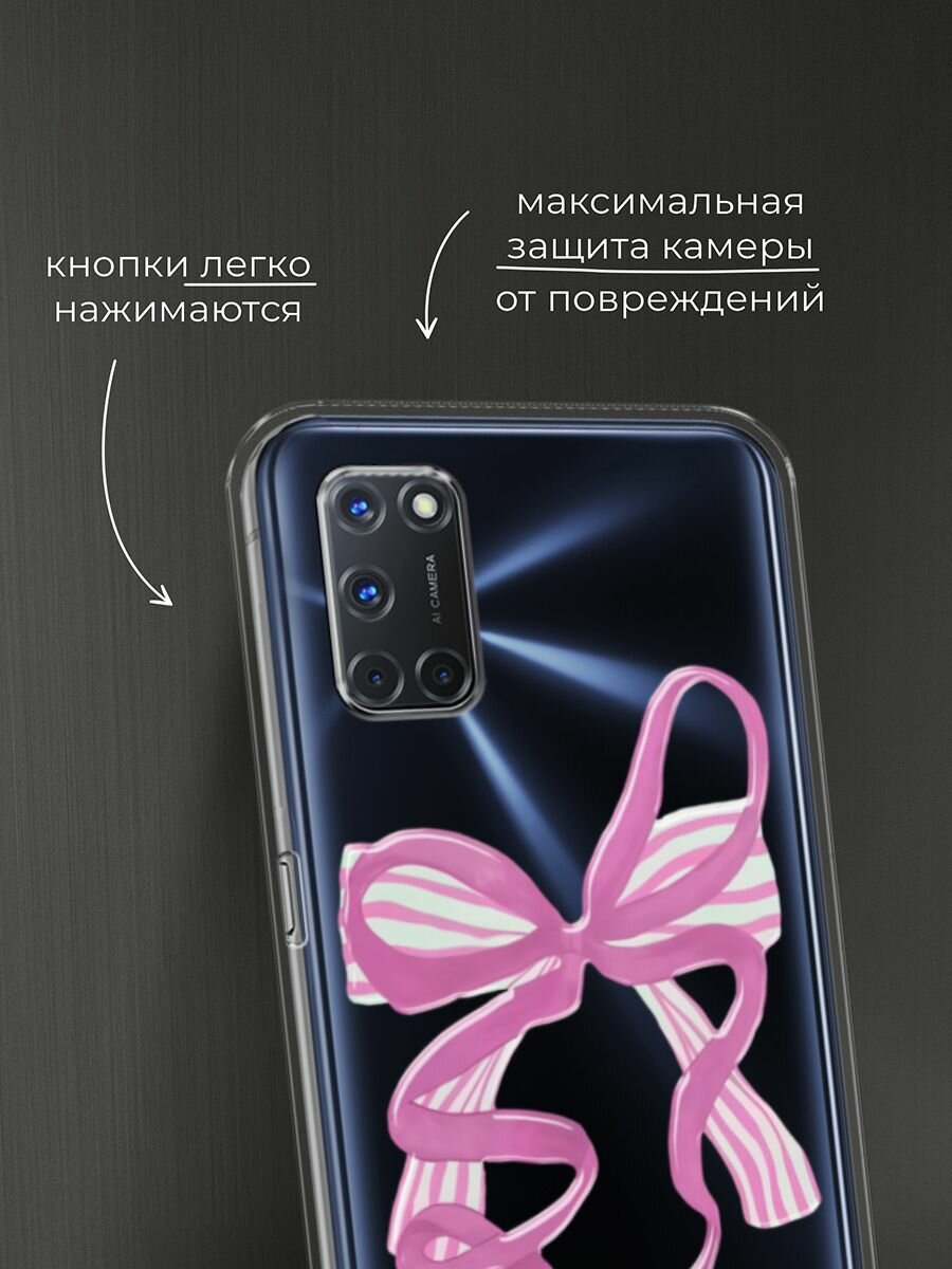 Чехол на Oppo A52/A72 / Оппо A52/A72 с принтом "Полосатый розовый бант 2" — фото 1