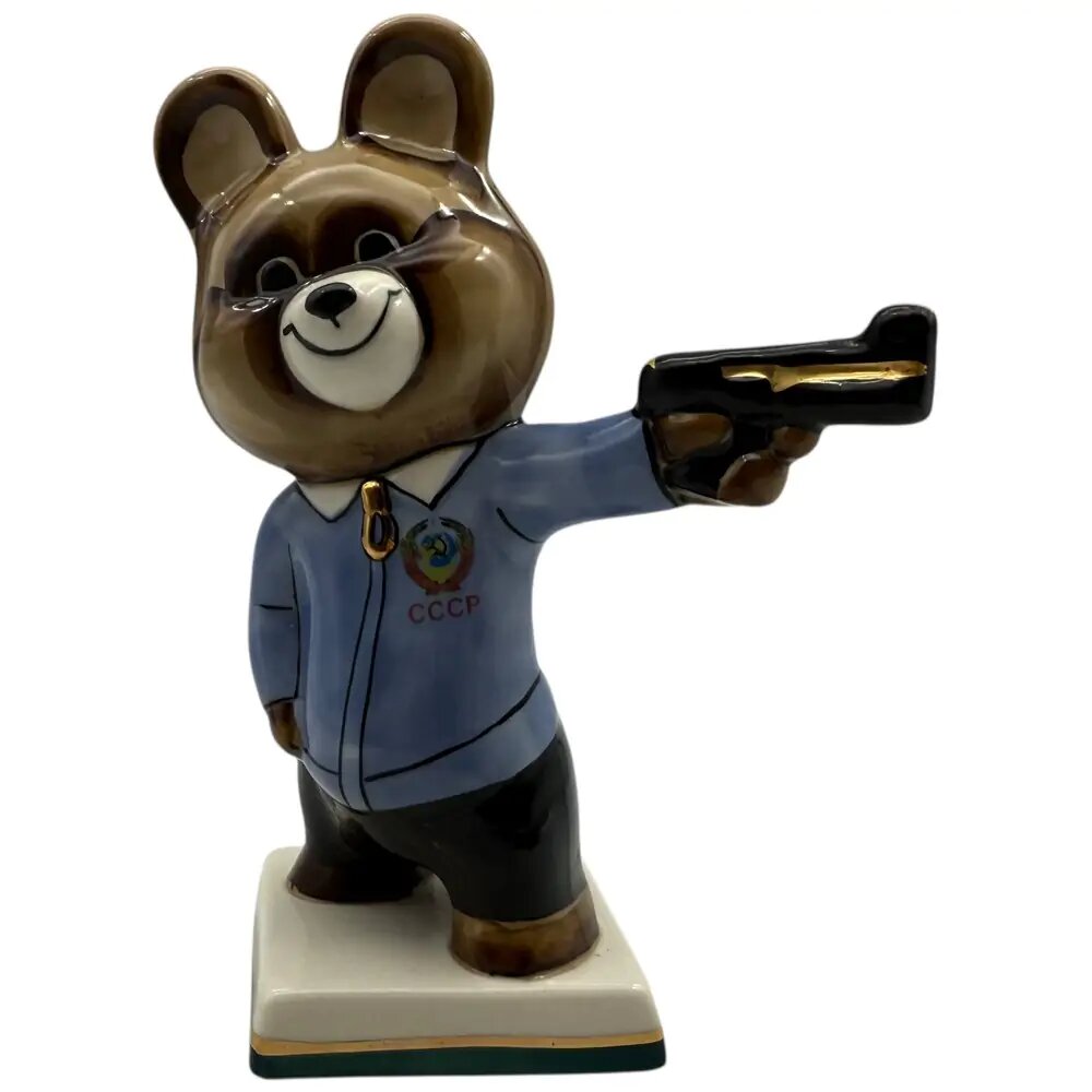Фарфоровая статуэтка "Олимпийский Мишка - Пулевая стрельба СССР", 2022-2024 гг, Вербилки, Россия