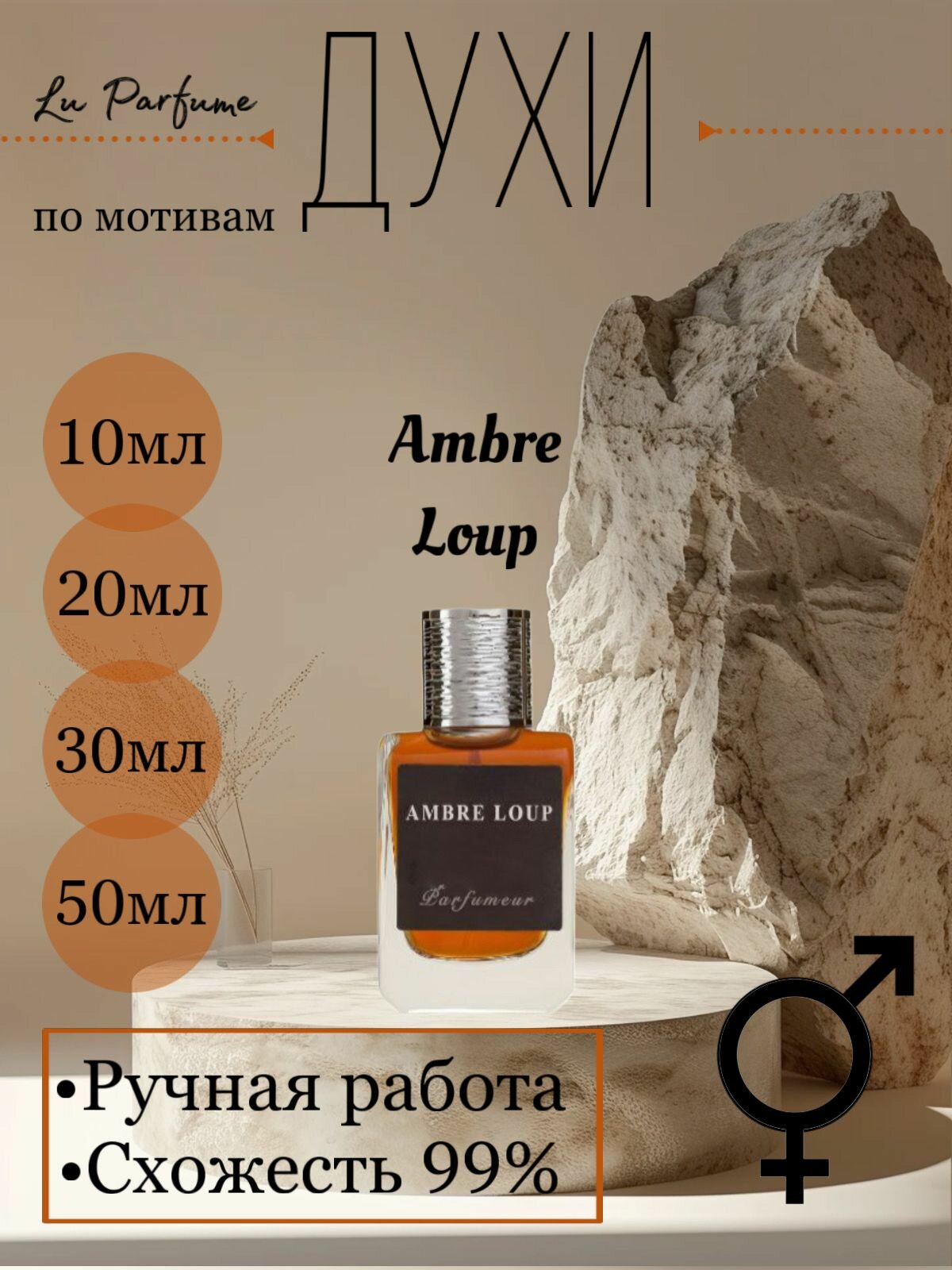 Духи ручной работы по мотивам 'Ambre Loup', для мужчин и женщин Lu Parfume