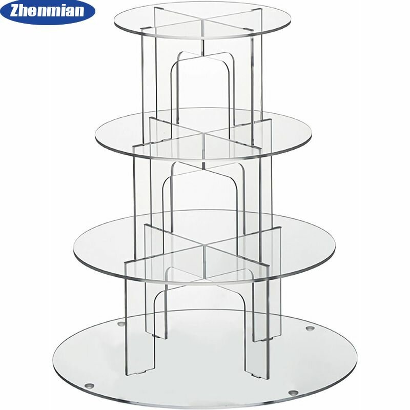 Прозрачная подставка для торта и десертов 38 см круглая многоярусная для капкейков, кексов и пирожных, разборная конструкция для кейтеринга и праздников