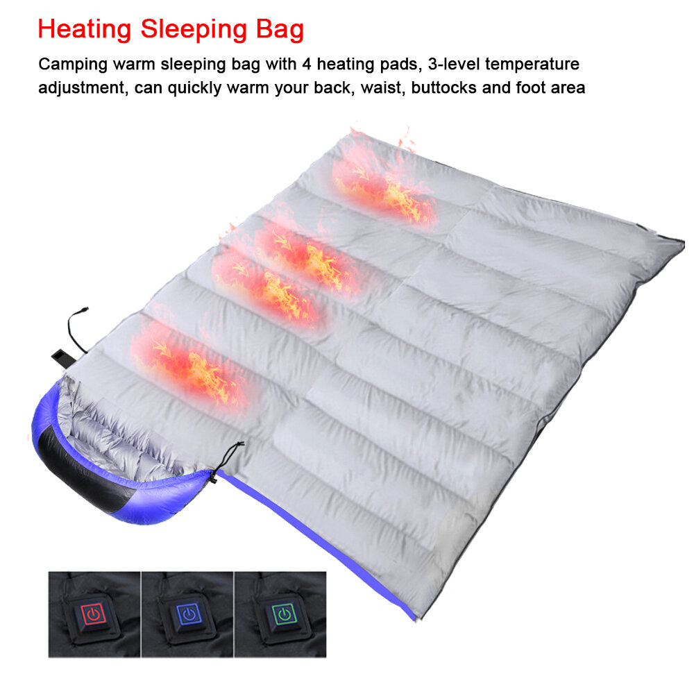 Heated Sleeping Bag for Adults USB Powered Heating Pad Waterproof Camping Warm with 3-Level Temperature Adjustable Storage Hiking Travel Outdoor Adventure