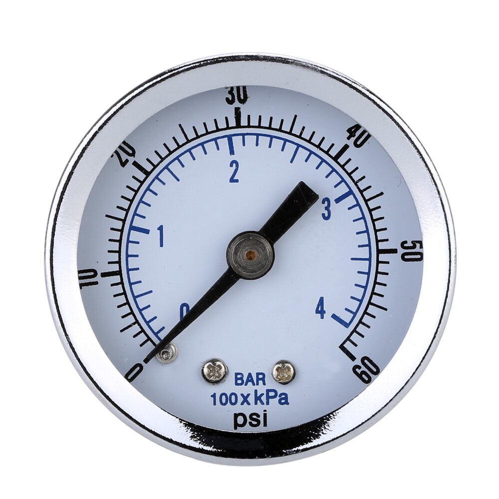Манометр 0-60 PSI, датчик давления воздуха с циферблатом 40mm и 1/8" BSPT внешней резьбой в чёрном стальном корпусе