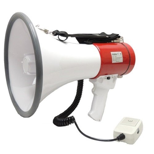 Громкоговоритель рупорный (мегафон) с выносн. микр. 25 Вт, аккум/8 * LR14 (AUX, USB, SD)