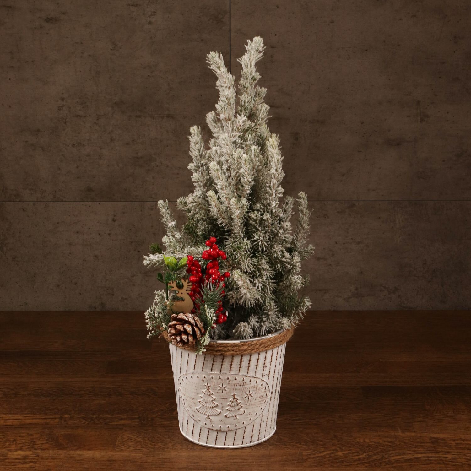 Ель новогодняя в сером кашпо 50/14