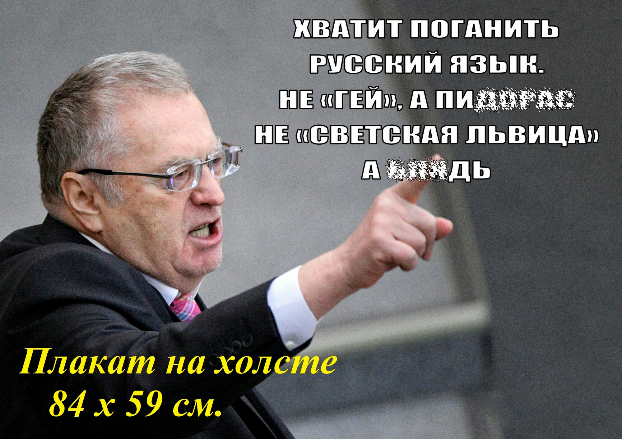Жириновский - цитаты, высказывания. 60*85 см. ЛДПР." Плакат на холсте А1_007.