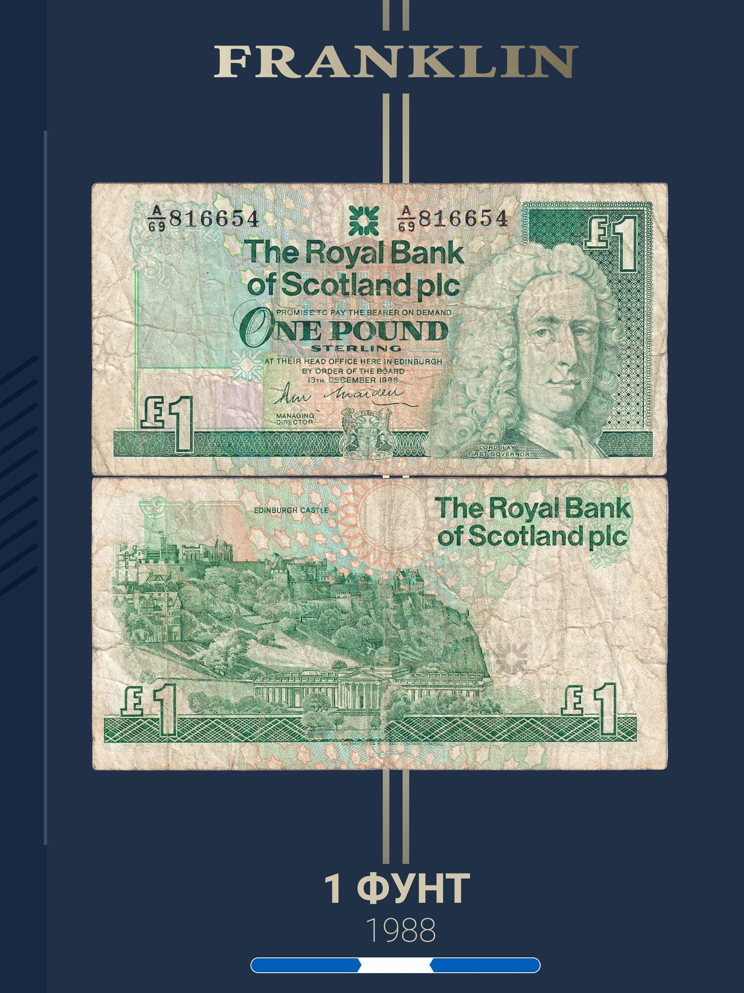 Банкнота Шотландия 1 фунт 1988 год (G) Pick 351a.1