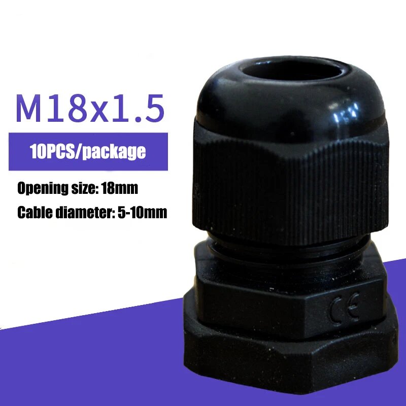 Водонепроницаемые кабельные вводы M12x1.5 M16x1.5 M20x1.5 M22 нейлон черный/серый 10 шт M18X1.5
