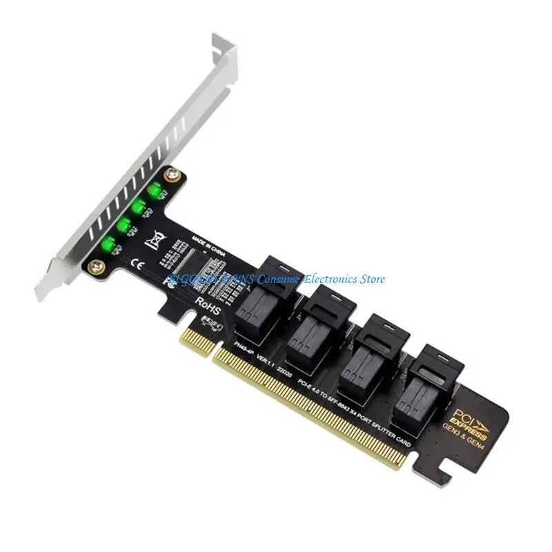 NGFF PCI-E 16X-4 порта U.2 U2 Сплит-карта расширения SFF-8639 NVME PCIE SSD-адаптер для материнской платы SSD SFF-8643