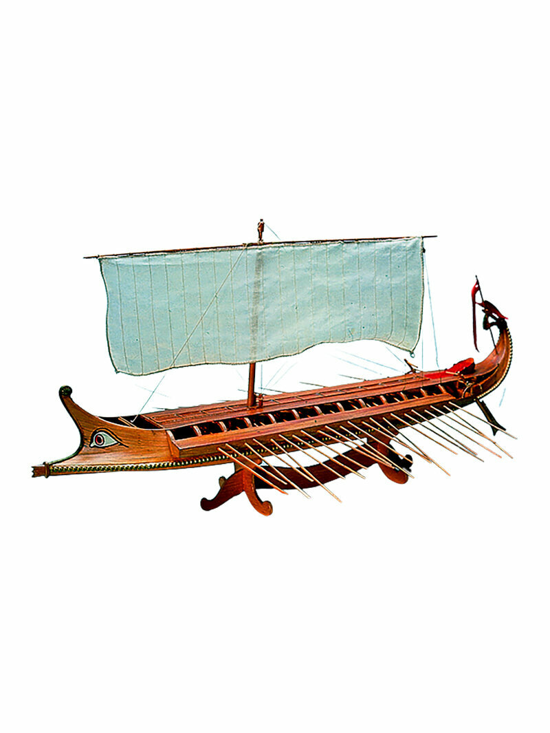 Сборная модель корабля для начинающих Amati, греческая бирема Greek Bireme, 100 часов, М.1:35