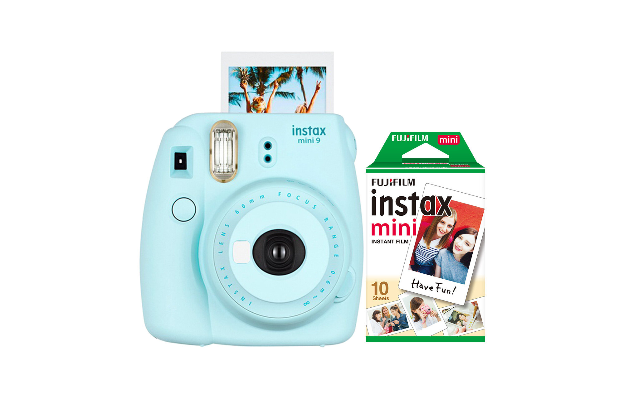 Мгновенная камера FUJIFILM INSTAX Mini 9, светло-голубая, компактная, с функцией автоэкспозиции, легкая и портативная