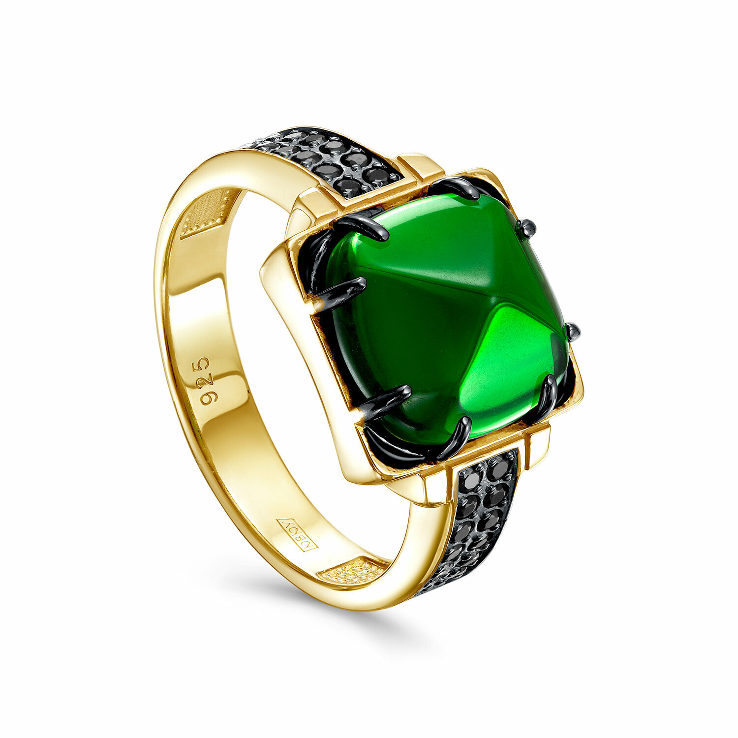 Кольцо, серебро, 925 проба, алпанит, фианит