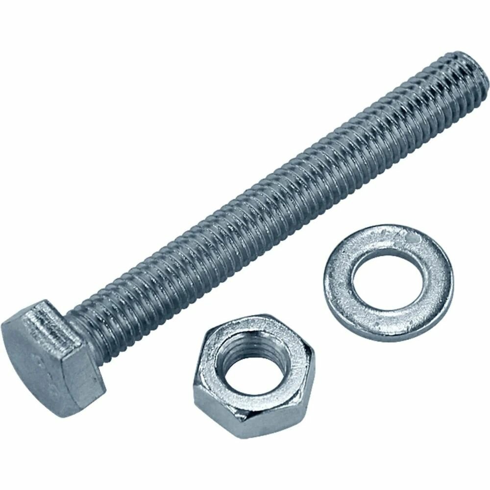 Болт Tech-Krep/Zitar DIN933 с шестигранной головкой, оцинкованный М6х40 + гайка + шайба 6 шт - пакет 112719