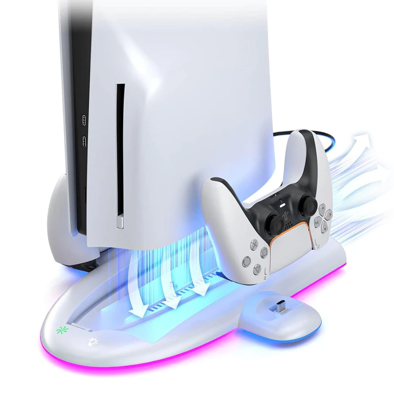 Вертикальная подставка c охлаждением и зарядкой для геймпадов dualsense для Sony PlayStation 5 Slim (PS5 Slim)