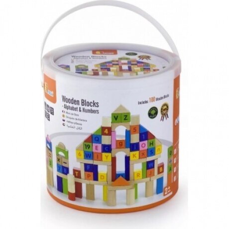 Конструктор 100 дет.(буквы, цифры)в ведре VIGA 50288