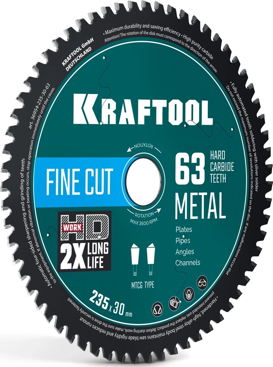 Диск пильный по металлу и стали KRAFTOOL Metal Cut 235 х 30 мм, 63Т