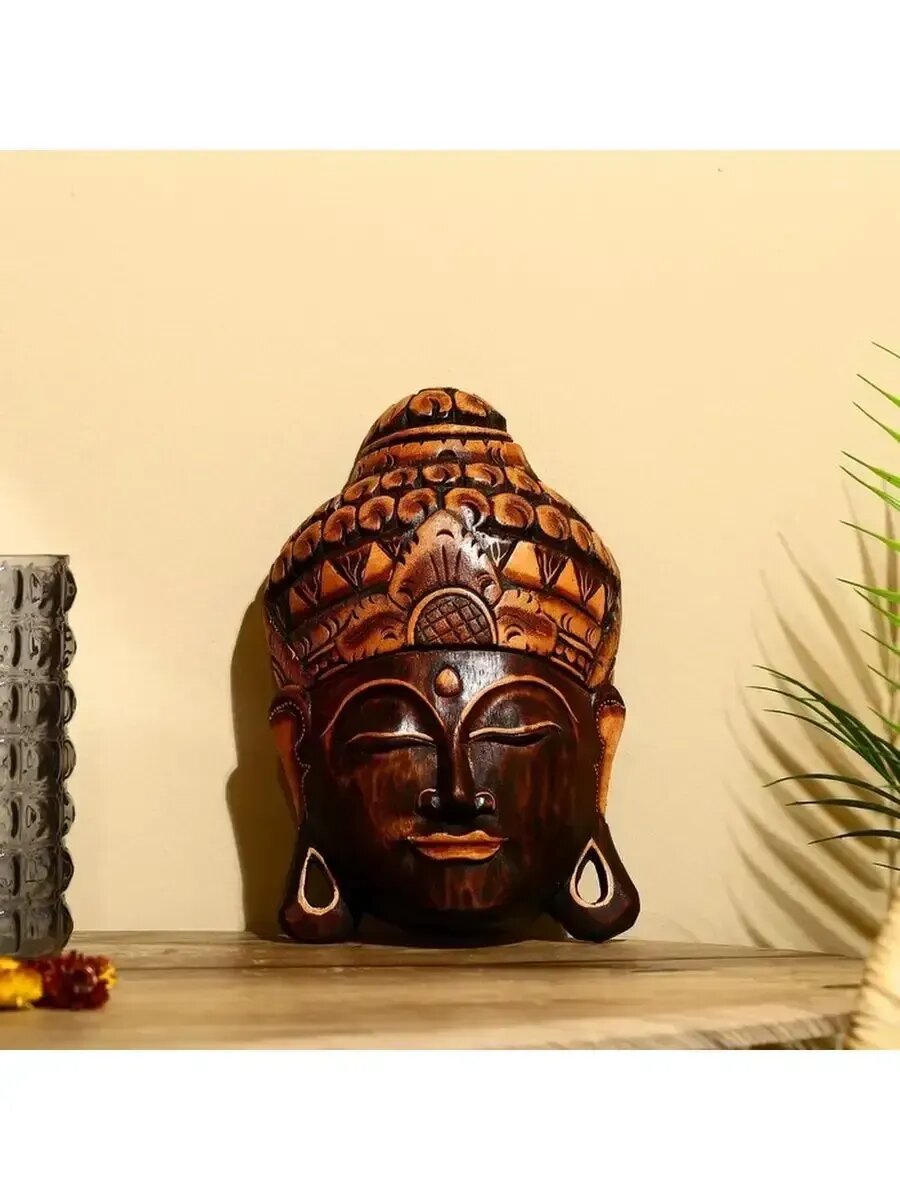 Панно маска интерьерная "Голова Будды" албезия 30 см