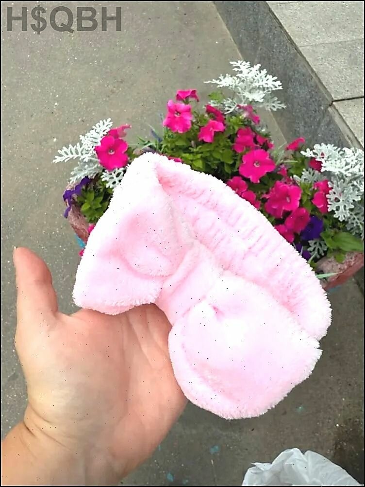 Повязка для волос женская косметическая с бантом, бьюти повязка для умывания, бант-повязка плюшевая, лента на голову