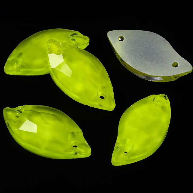 Стразы листовидные стеклянные N04 Citrine neon, светло-желтые