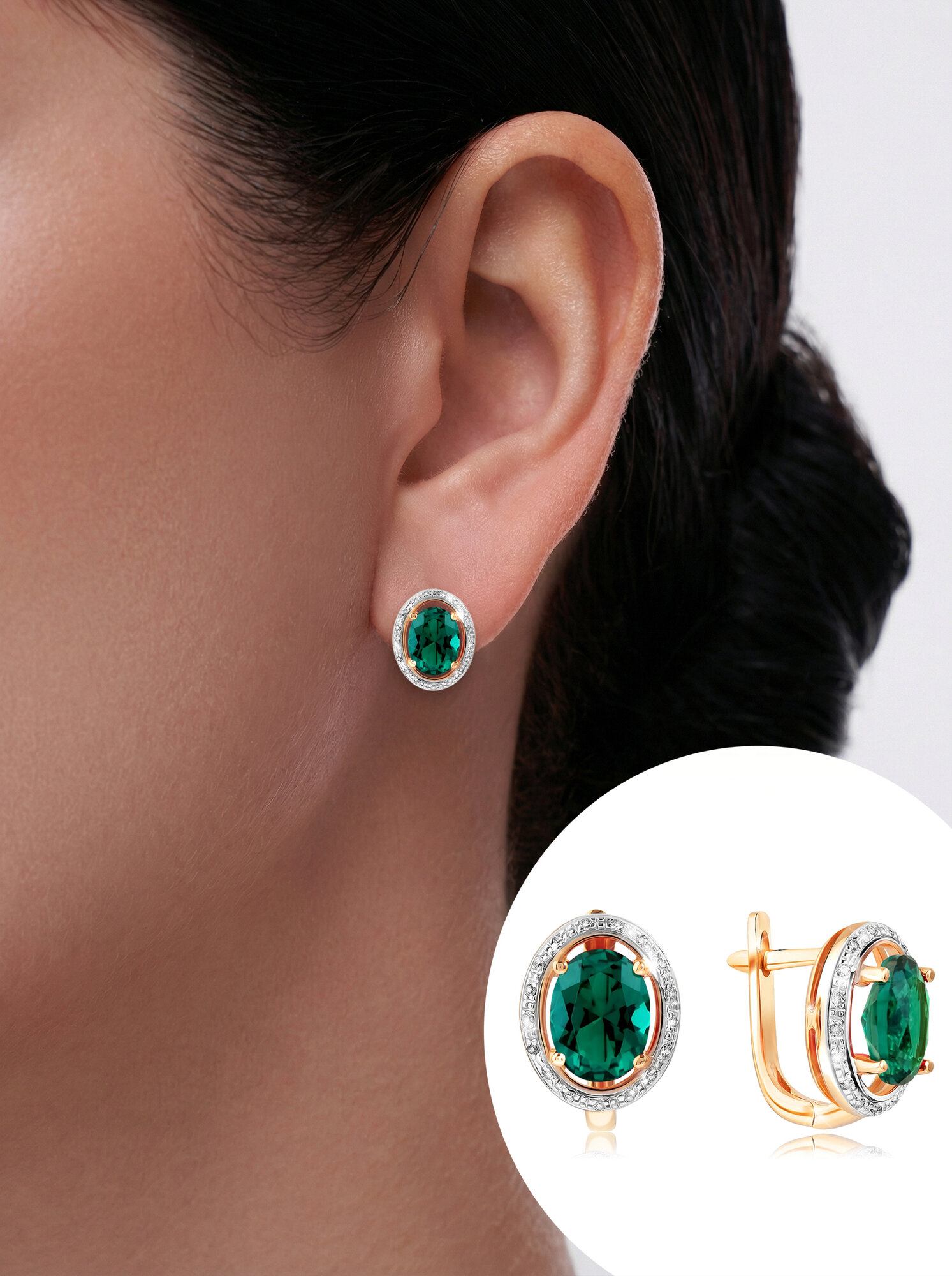 Серьги, серебро, 925 проба, золочение, родирование, фианит