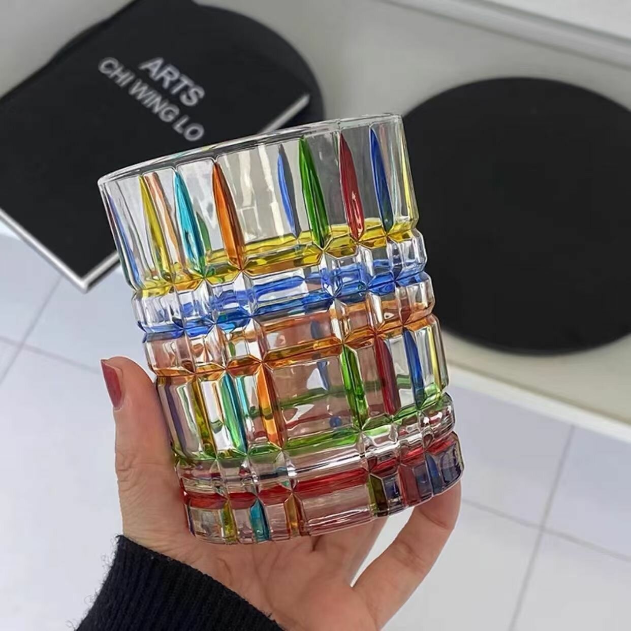 Стакан "Италия", 300 мл, 1 шт，Стакан в итальянском стиле с плетёным цветным рисунком