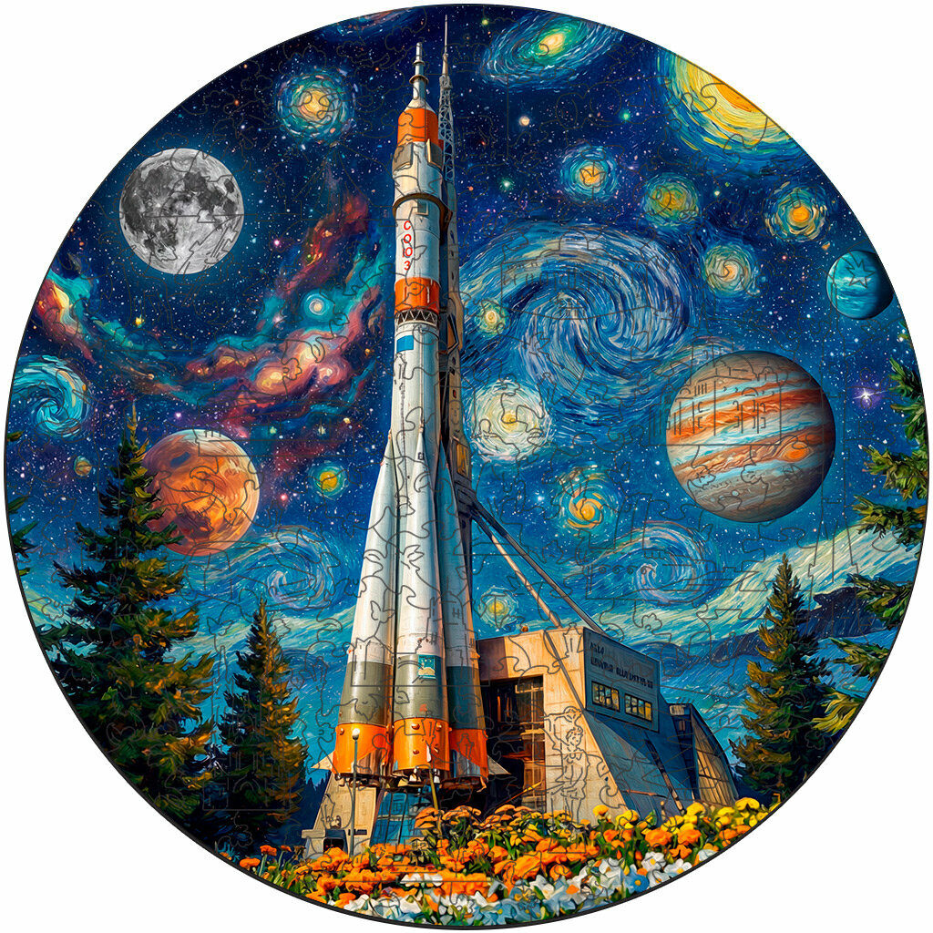 Деревянный пазл BoberBox "Ракета-носитель Союз. Самарская область.", 182 деталей