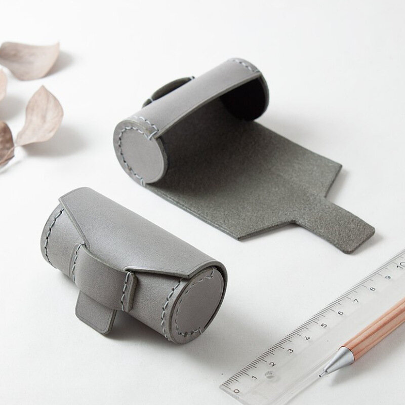 Кожаный футляр для хранения штампов, цилиндрический, 3D подарочный мешок, мини-портативный футляр для помады и бальзама для губ