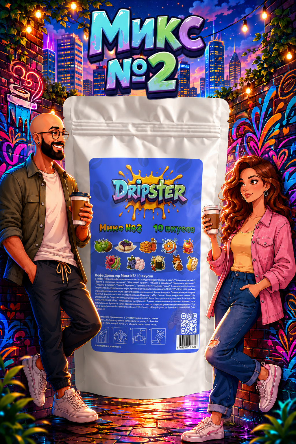 Кофе в дрип-пакетах Dripster Микс №2 10шт