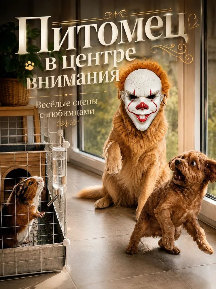 Маска клоуна для собак и питомцев, красная маска для фото, видео и домашних розыгрышей, аксессуар для животных