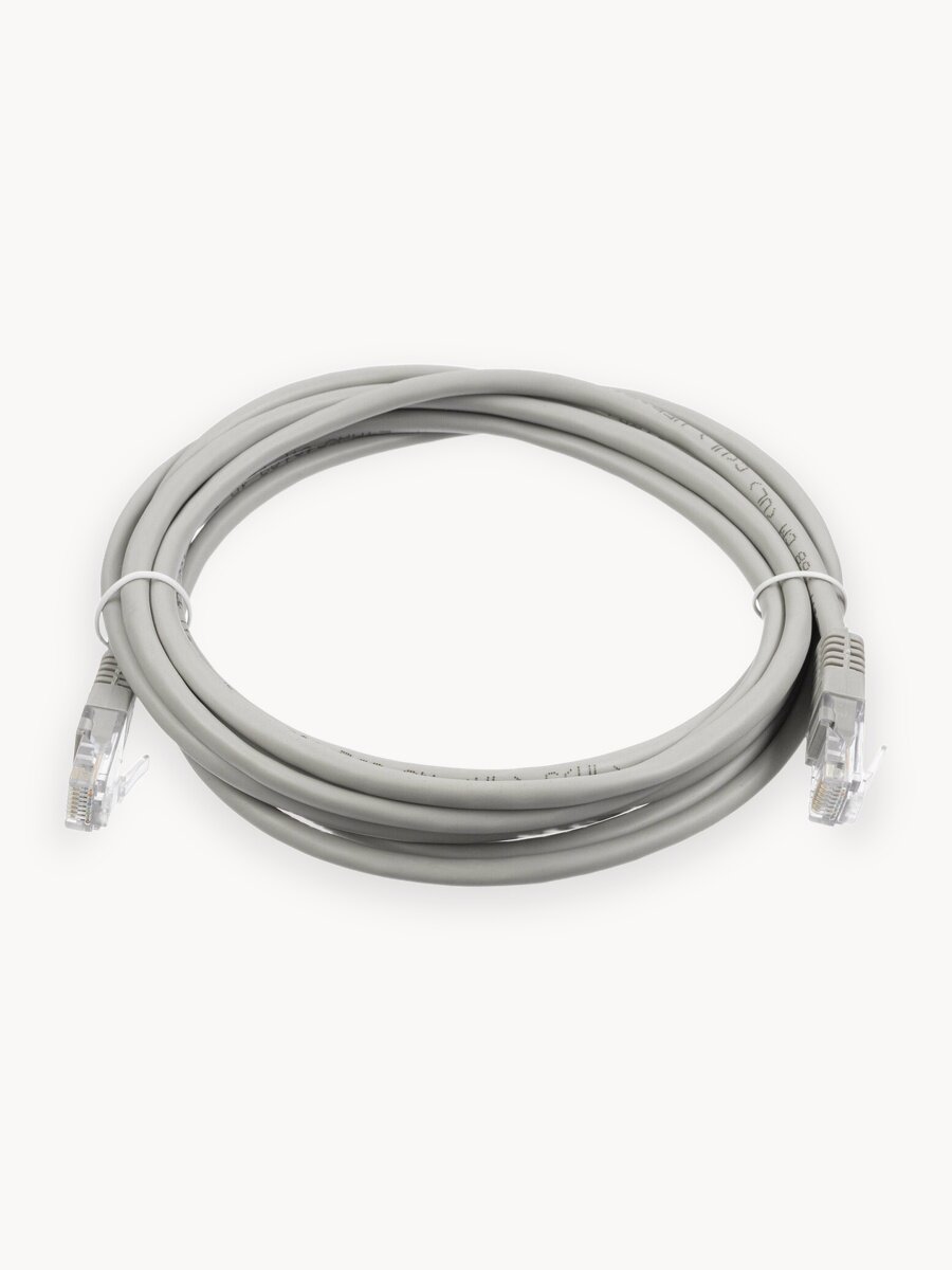 Патч-корд 3м, категории 5E RJ-45, серый (5шт.), WT-2038A3 grey