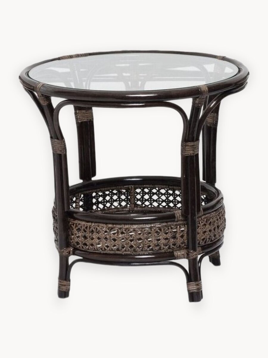 Столик журнальный со стеклом VINOTTI 02/15А Цвет: темный коньяк