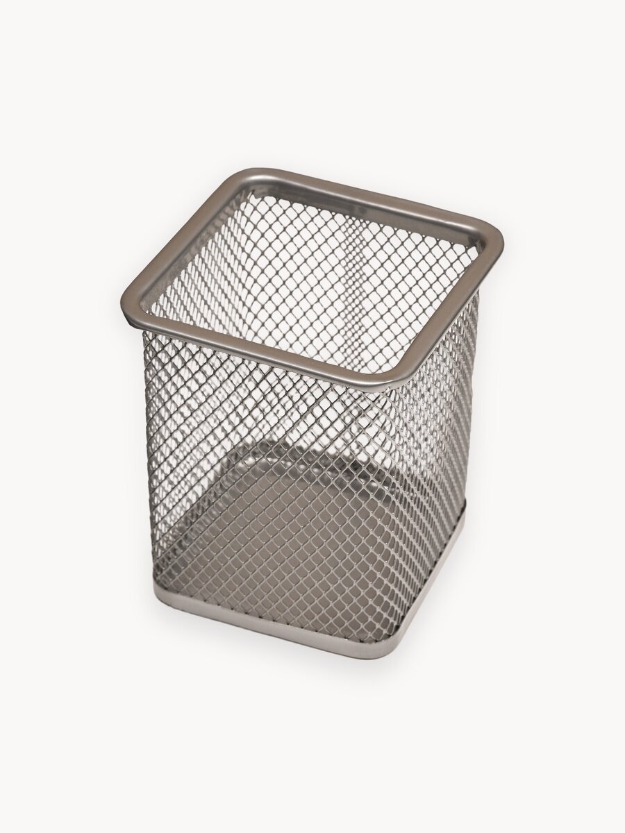 Стакан-подставка, органайзер для канцелярии, настольный , металлический, серебряный